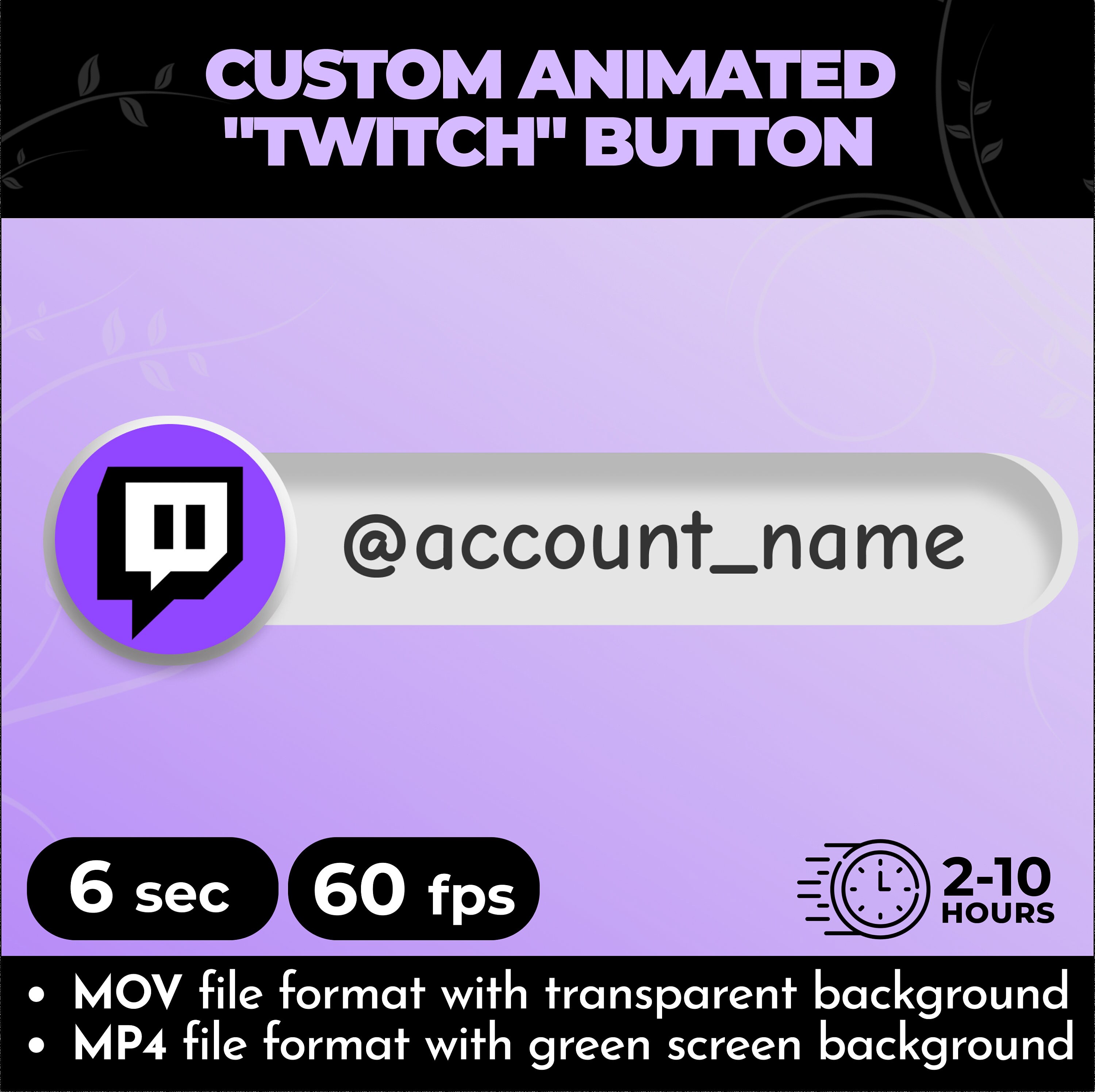 Custom Animated Twitch Follow Button Overlay for Intro Videos - Etsy
