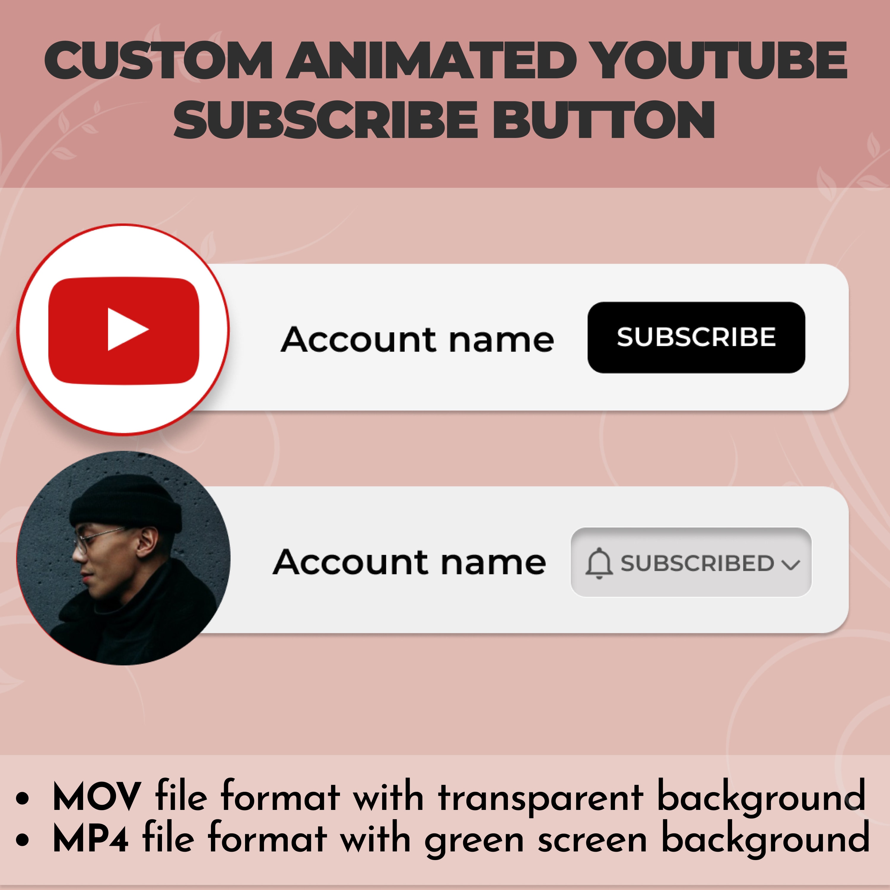 Custom Animated Youtube Subscribe Button Overlay | Video Overlay - Etsy