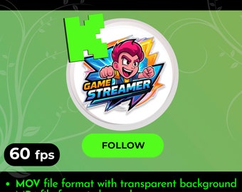 Custom Animated Kick Follow Button Overlay for Intro Videos - Etsy