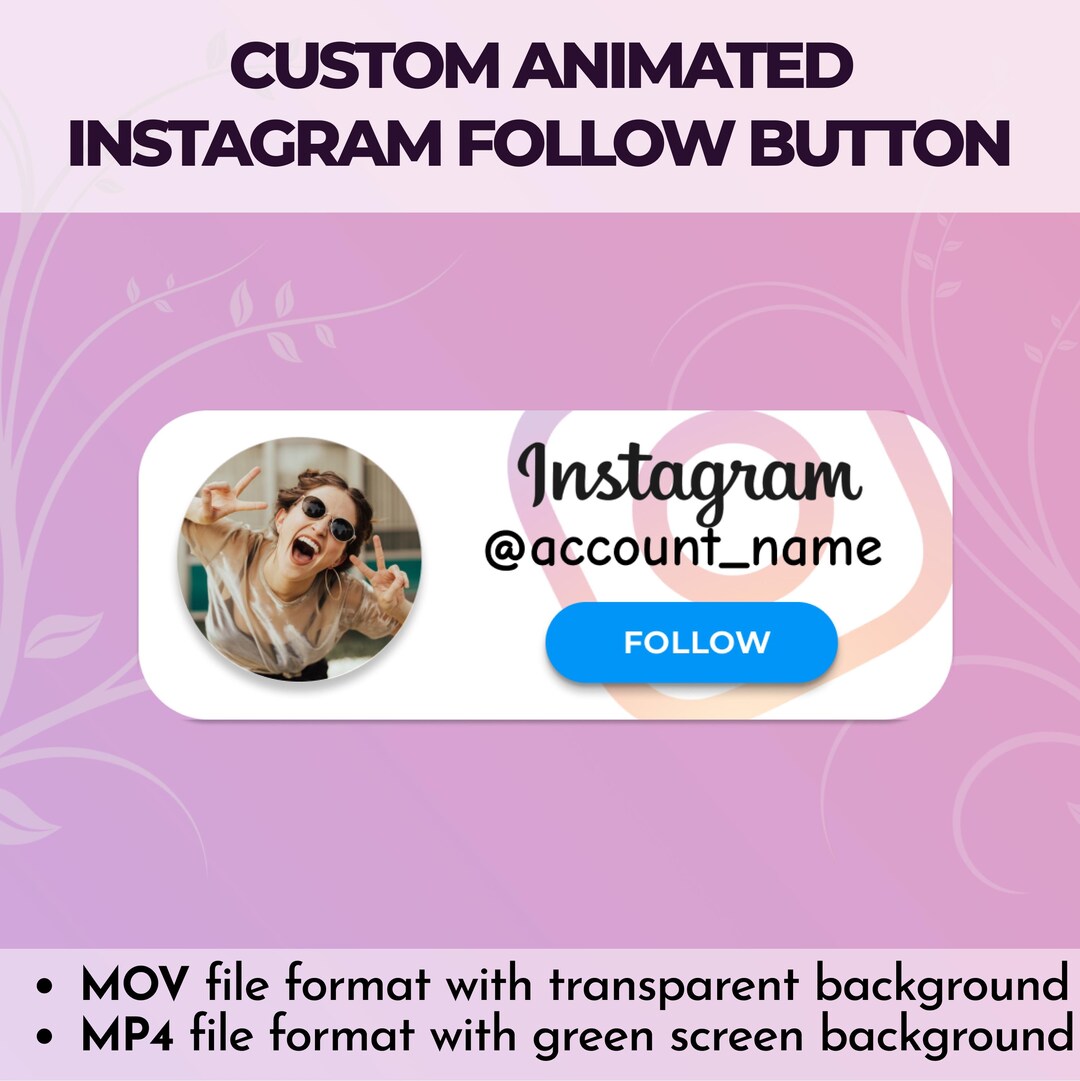 Custom Animated Instagram Follow Button Overlay for Intro Videos - Etsy