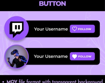 Custom Animated Twitch Follow Button Overlay for Intro Videos - Etsy