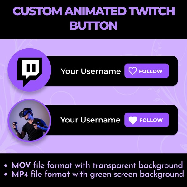 Animated Twitch Follow Button Pop-up Overlay for Stream for Obs ...