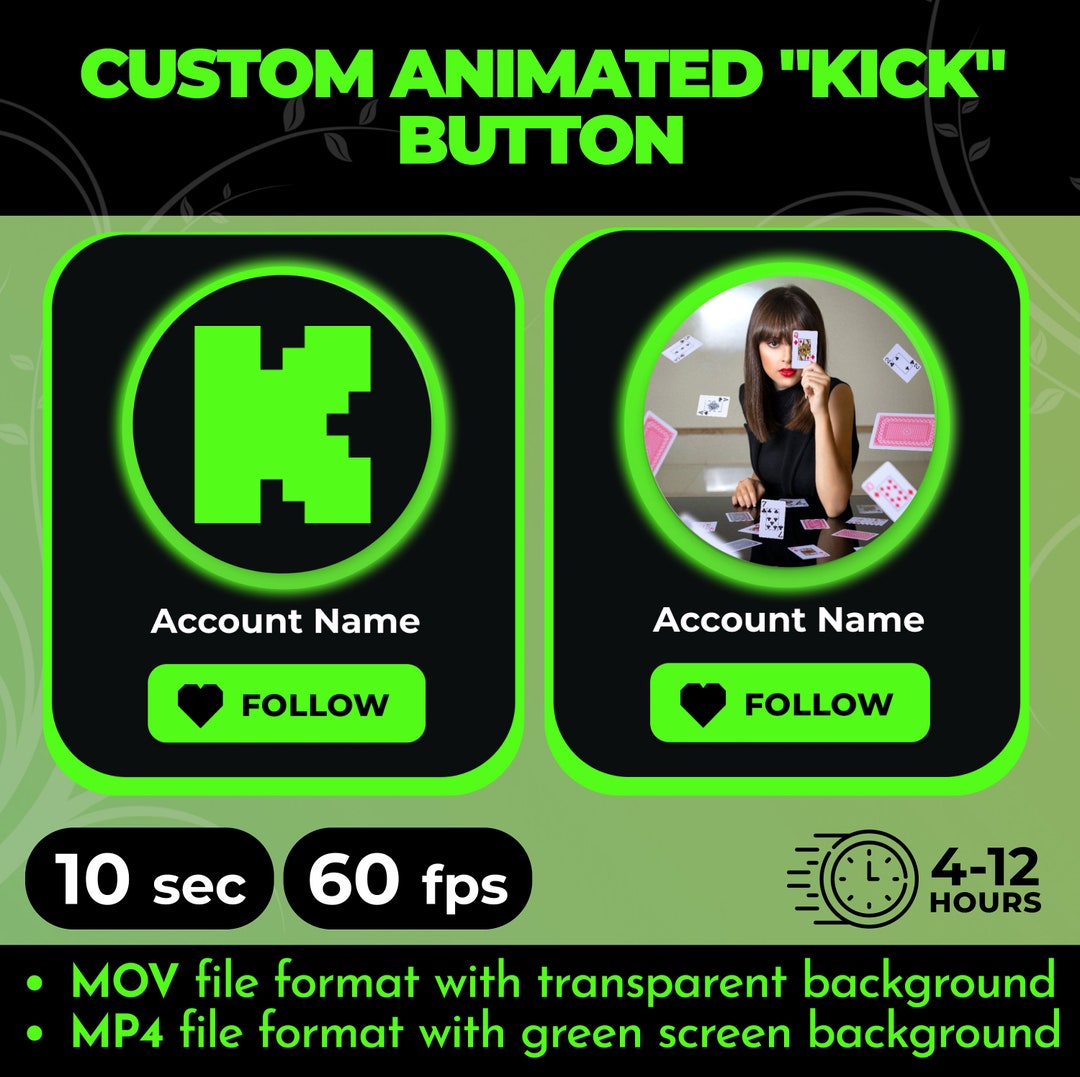 Custom Animated Kick Follow Button Overlay for Intro Videos - Etsy