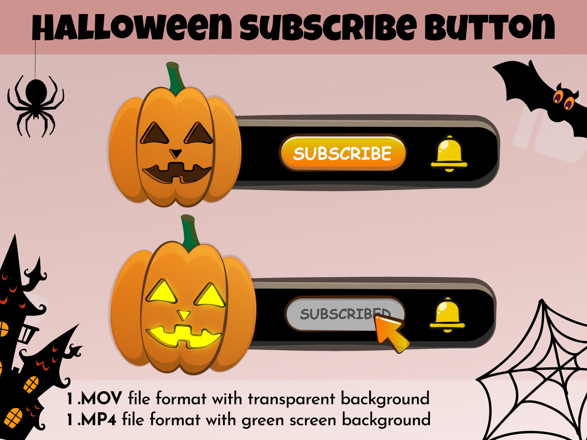 Halloween Animated Subscribe Button Pumpkin Overlay Animation for ...