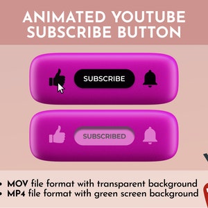 Animated Youtube Subscribe Button Overlay for Intro Videos Digital ...