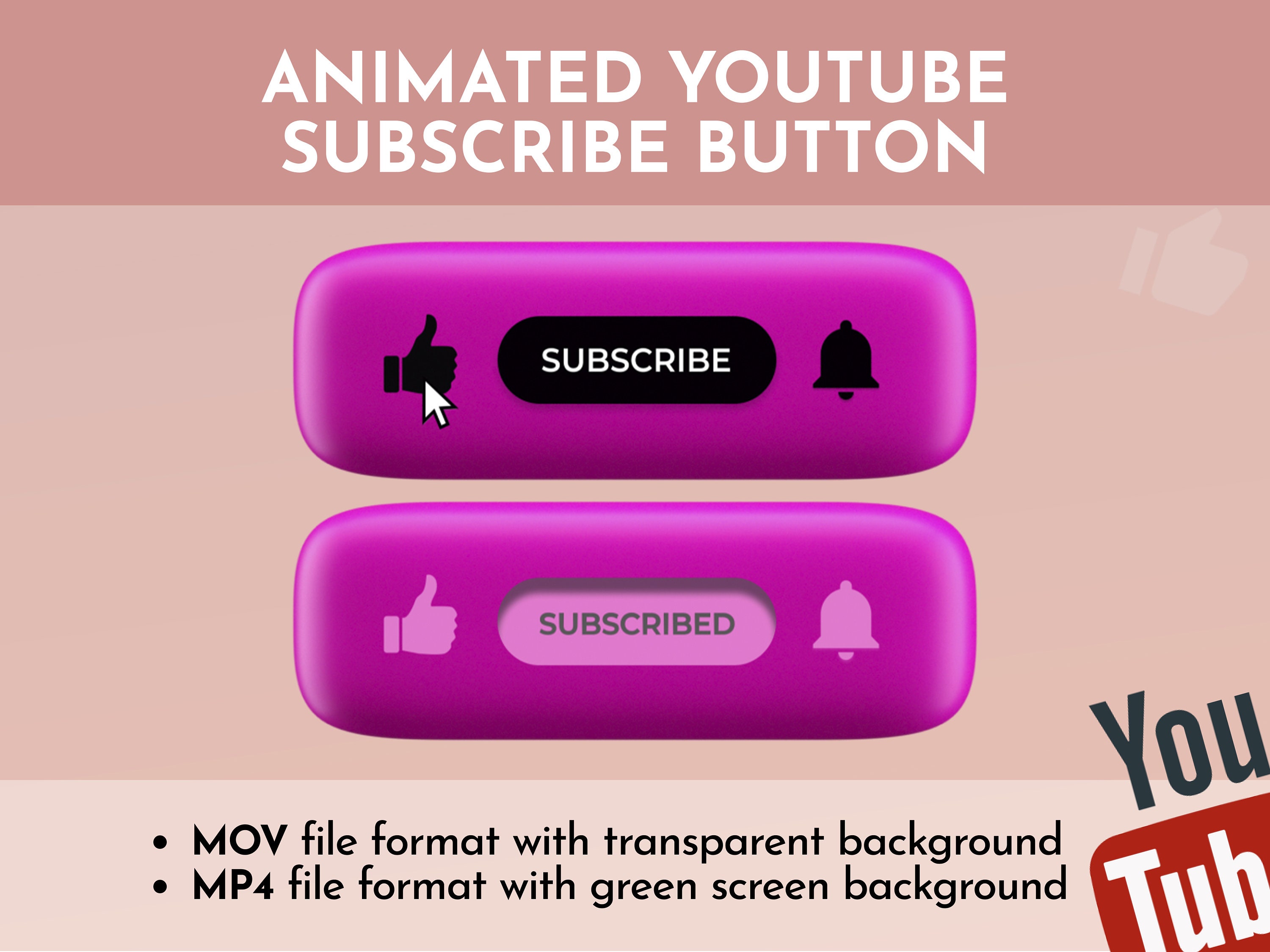 Animated Youtube Subscribe Button Overlay for Intro Videos Digital ...