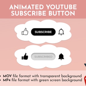 Animated Youtube Subscribe Button Overlay for Intro Videos Digital Download - Etsy