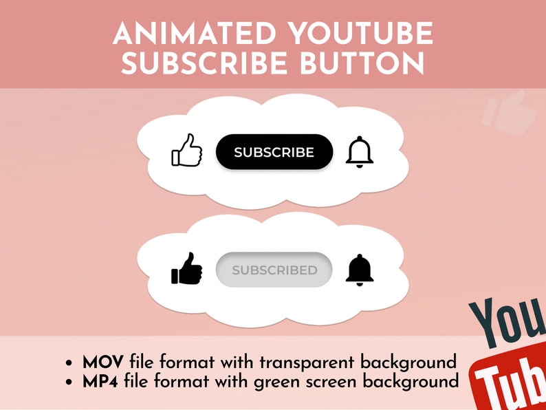 Animated Youtube Subscribe Button Overlay for Intro Videos Digital Download - Etsy