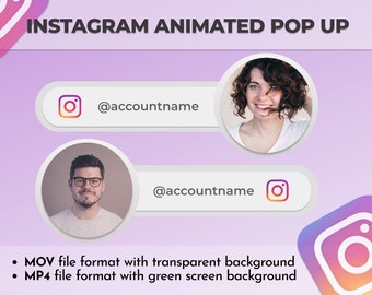 Custom Animated Instagram Button Overlay for Youtube Intro Videos - Etsy