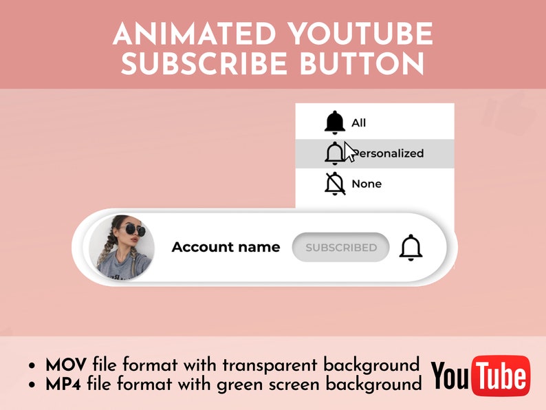 Custom Animated Youtube Subscribe Button Overlay Animation for - Etsy