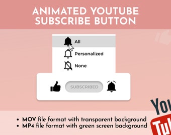 Animated Youtube Subscribe Button Overlay for Intro Videos - Etsy