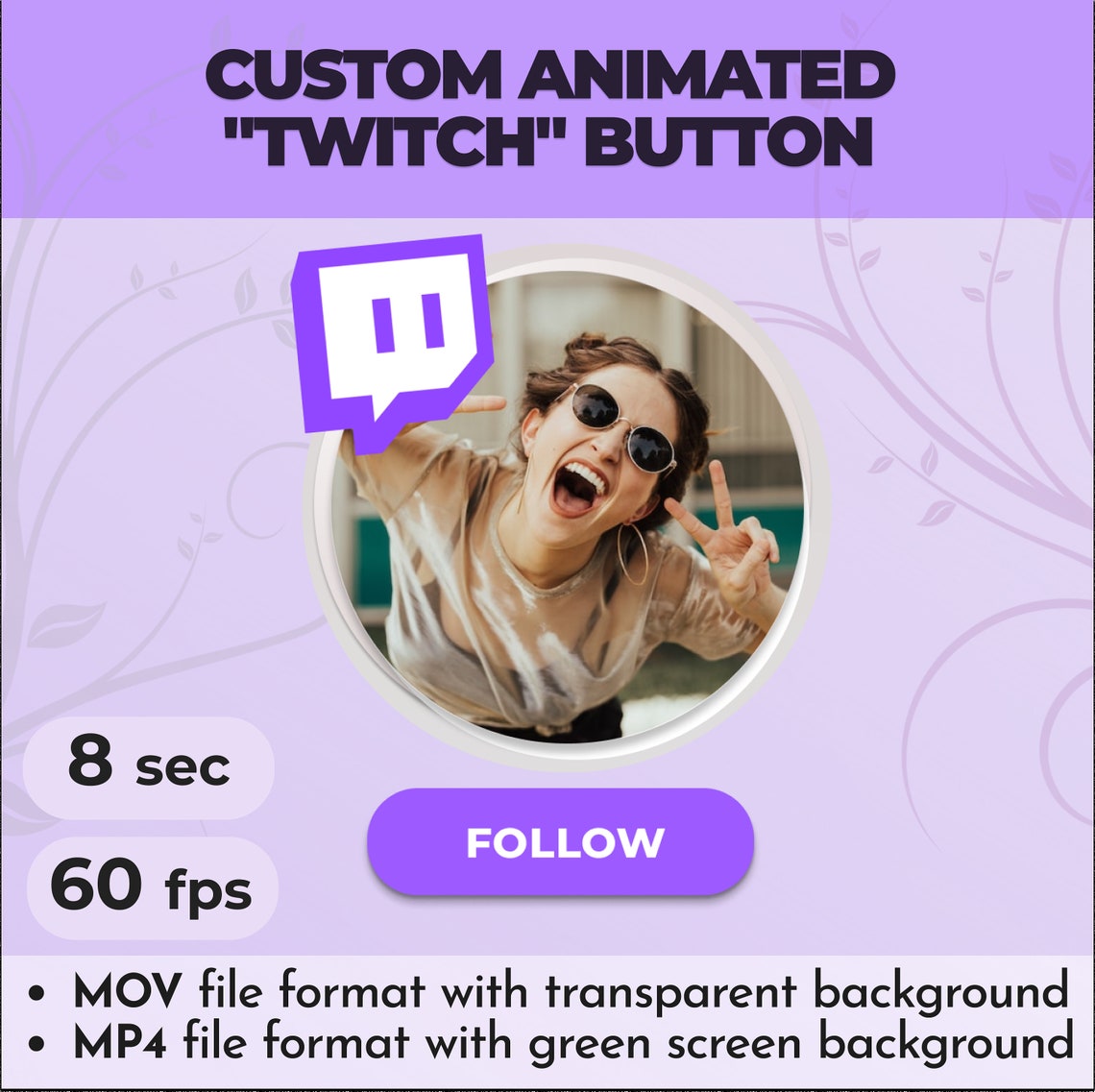 Custom Animated Twitch Follow Button Overlay for Intro Videos - Etsy