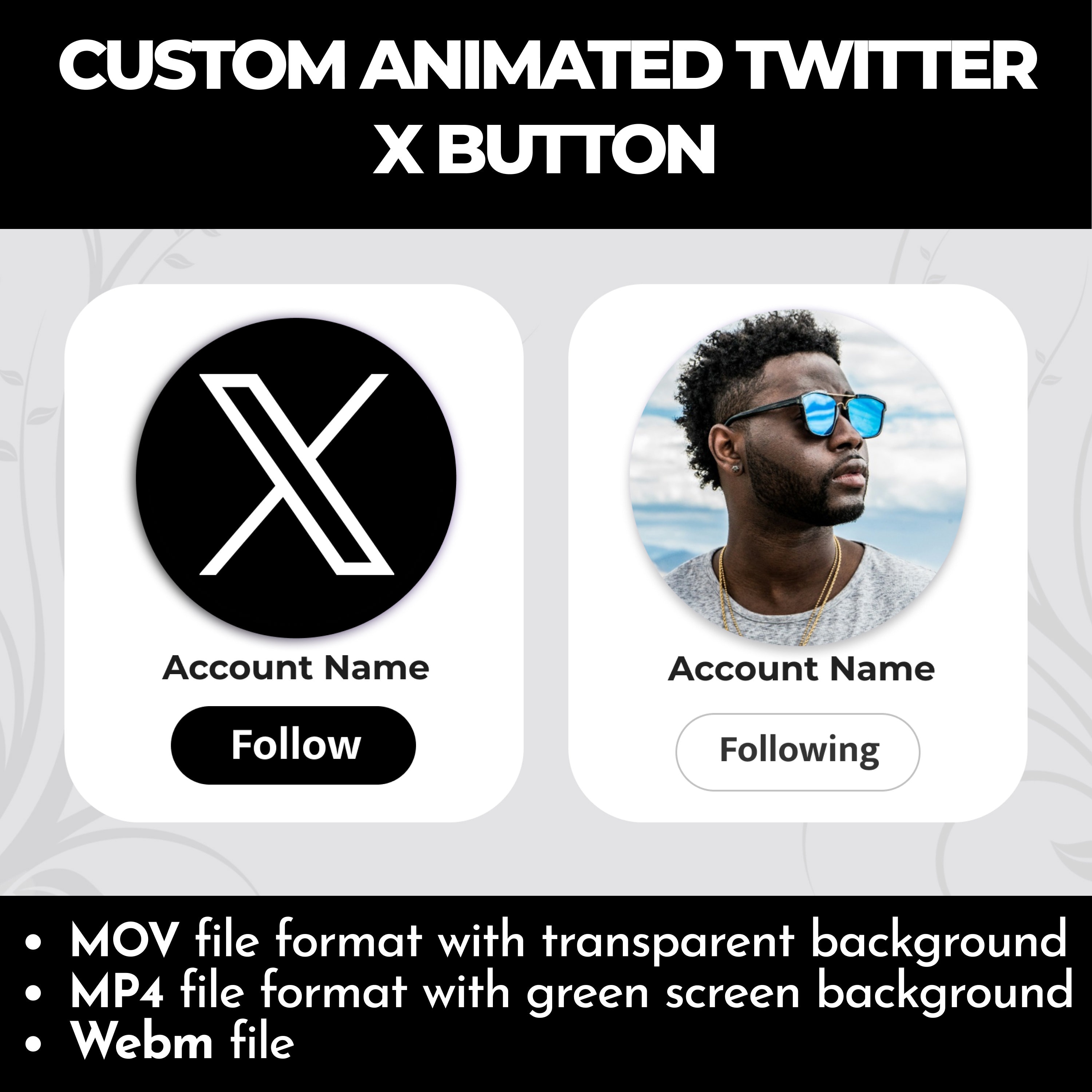 Custom Animated Twitter X Follow Button Popup Overlay for Intro Videos - Etsy