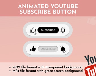 Animated Youtube Subscribe Button Overlay for Intro Videos - Etsy