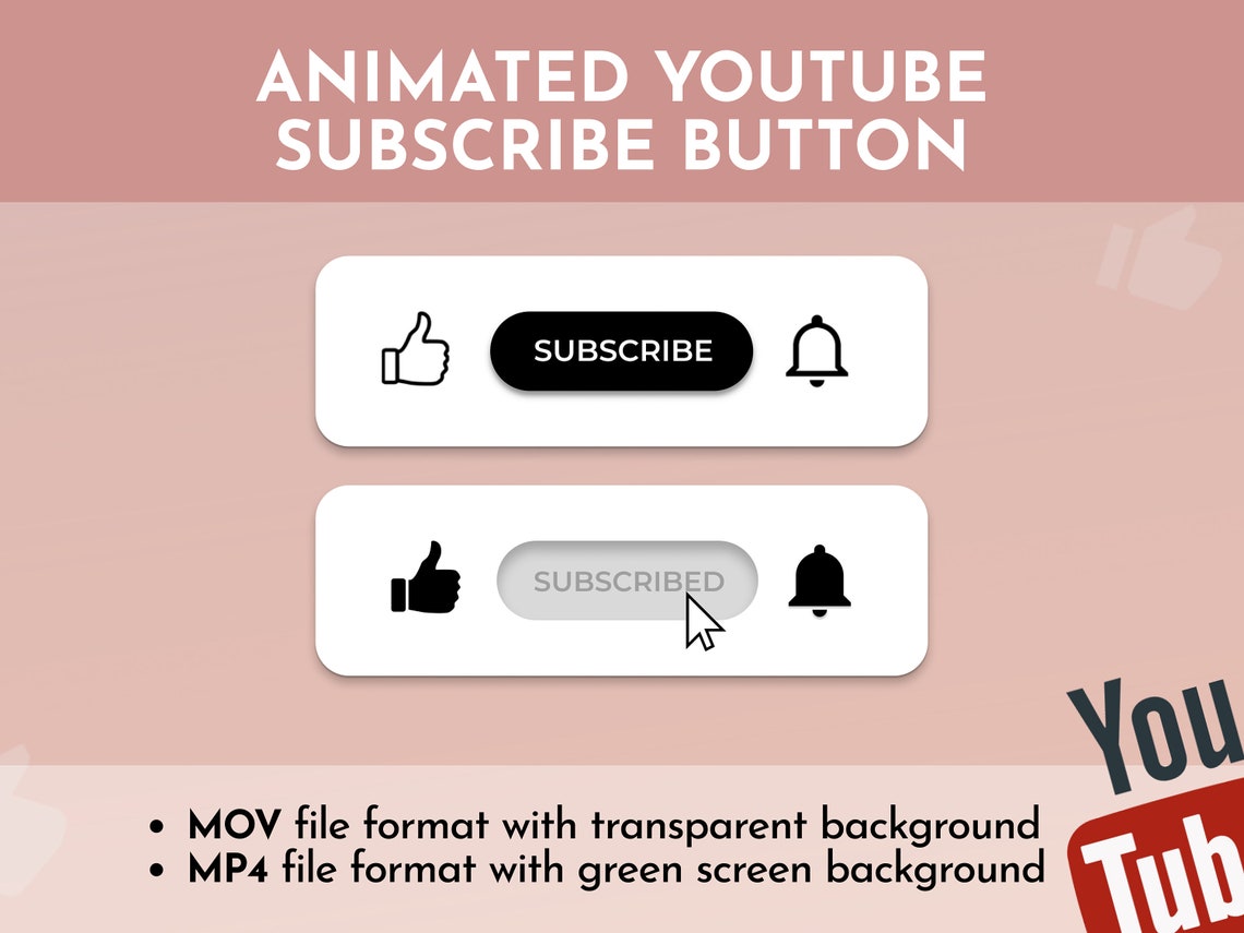 Animated Youtube Subscribe Button Overlay for Intro Videos Digital ...