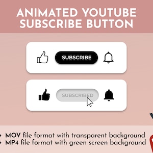 Animated Youtube Subscribe Button Overlay for Intro Videos Digital ...