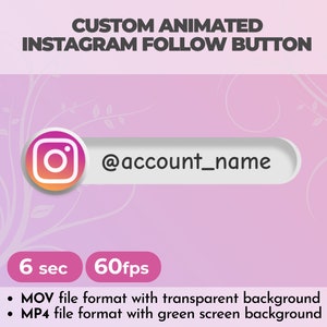 Personalized Custom Animated Instagram Follow Button Overlay for ...