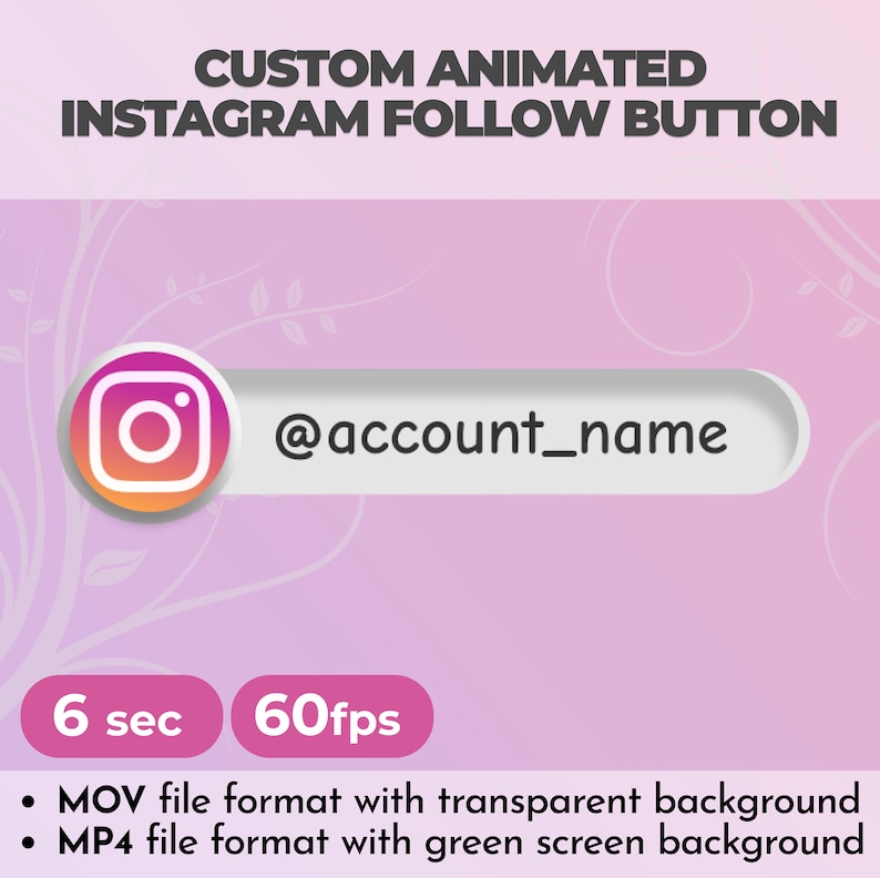 Personalized Custom Animated Instagram Follow Button Overlay - Etsy