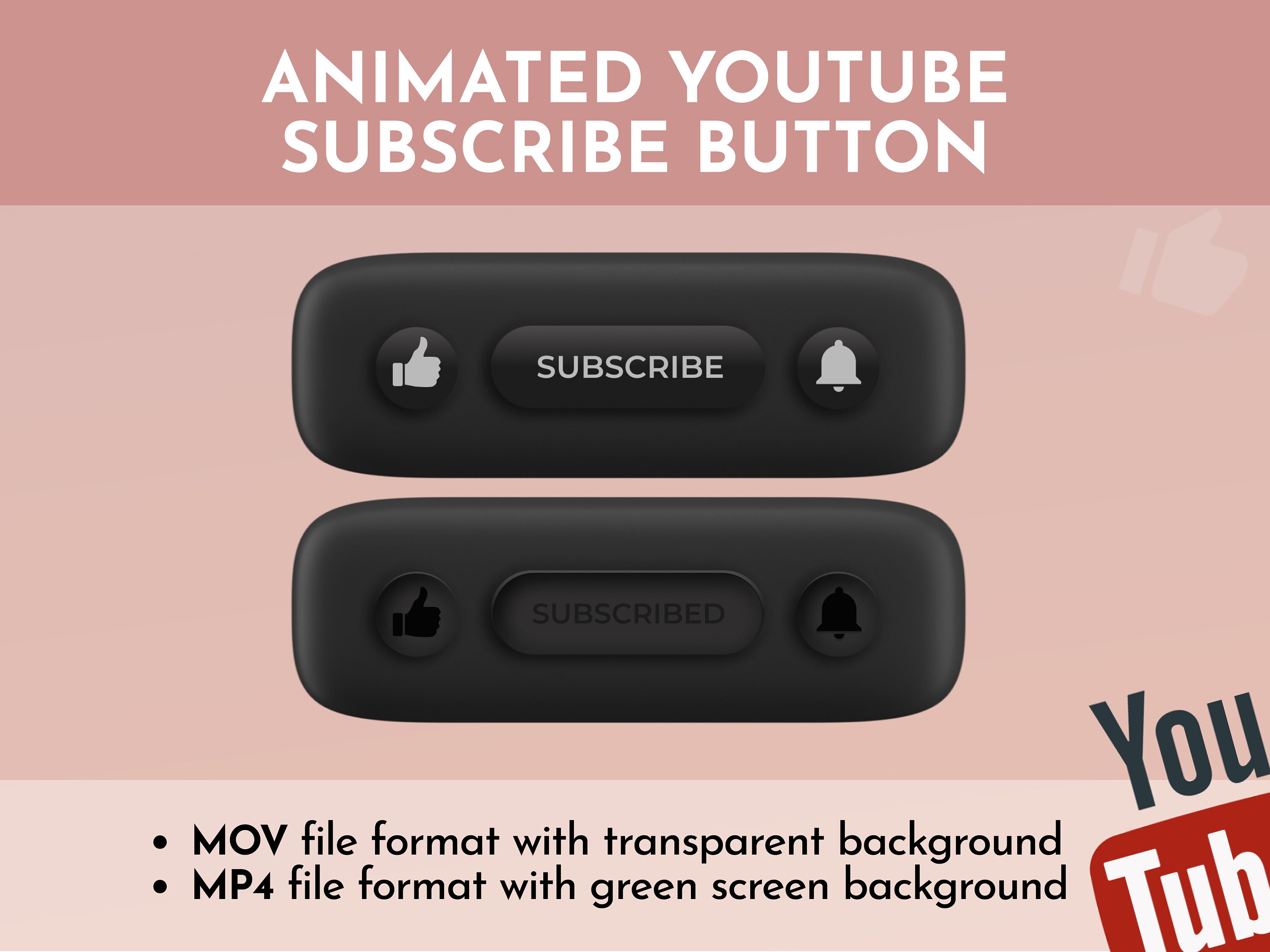 Animated Youtube Subscribe Button Overlay for Intro Videos Digital ...