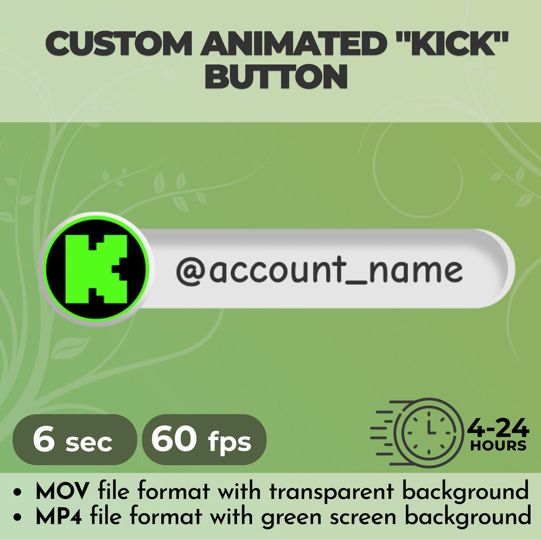 Custom Animated Kick Follow Button Overlay for Intro Videos - Etsy