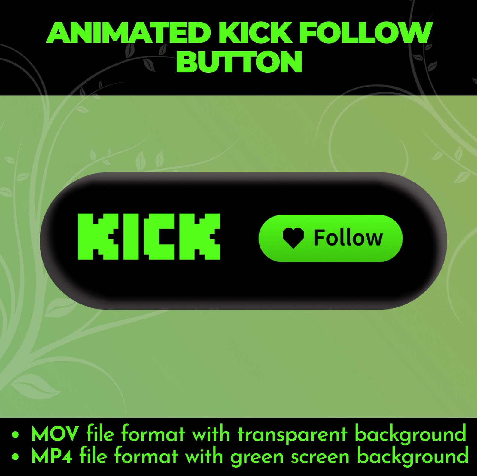 Animated Kick Follow Button Overlay for Streaming and Videos - Etsy