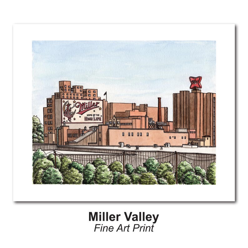 Miller Valley - Watercolor Art Print // Milwaukee Gift, Wall Art ...