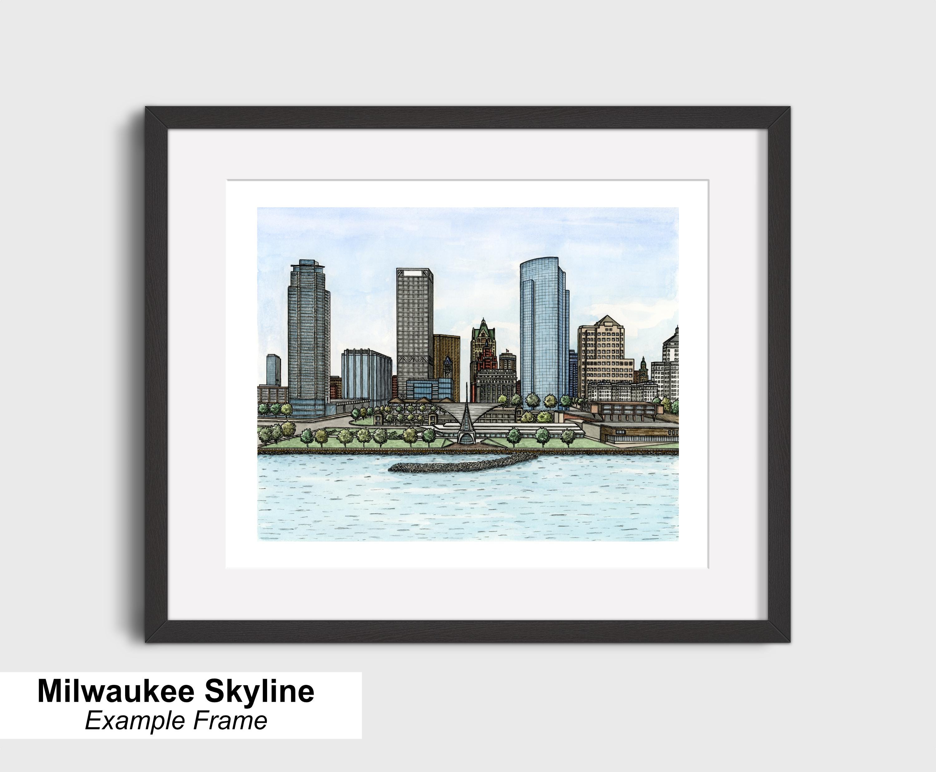 Milwaukee Skyline - Watercolor Art Print // Milwaukee Gift, Wall Art ...