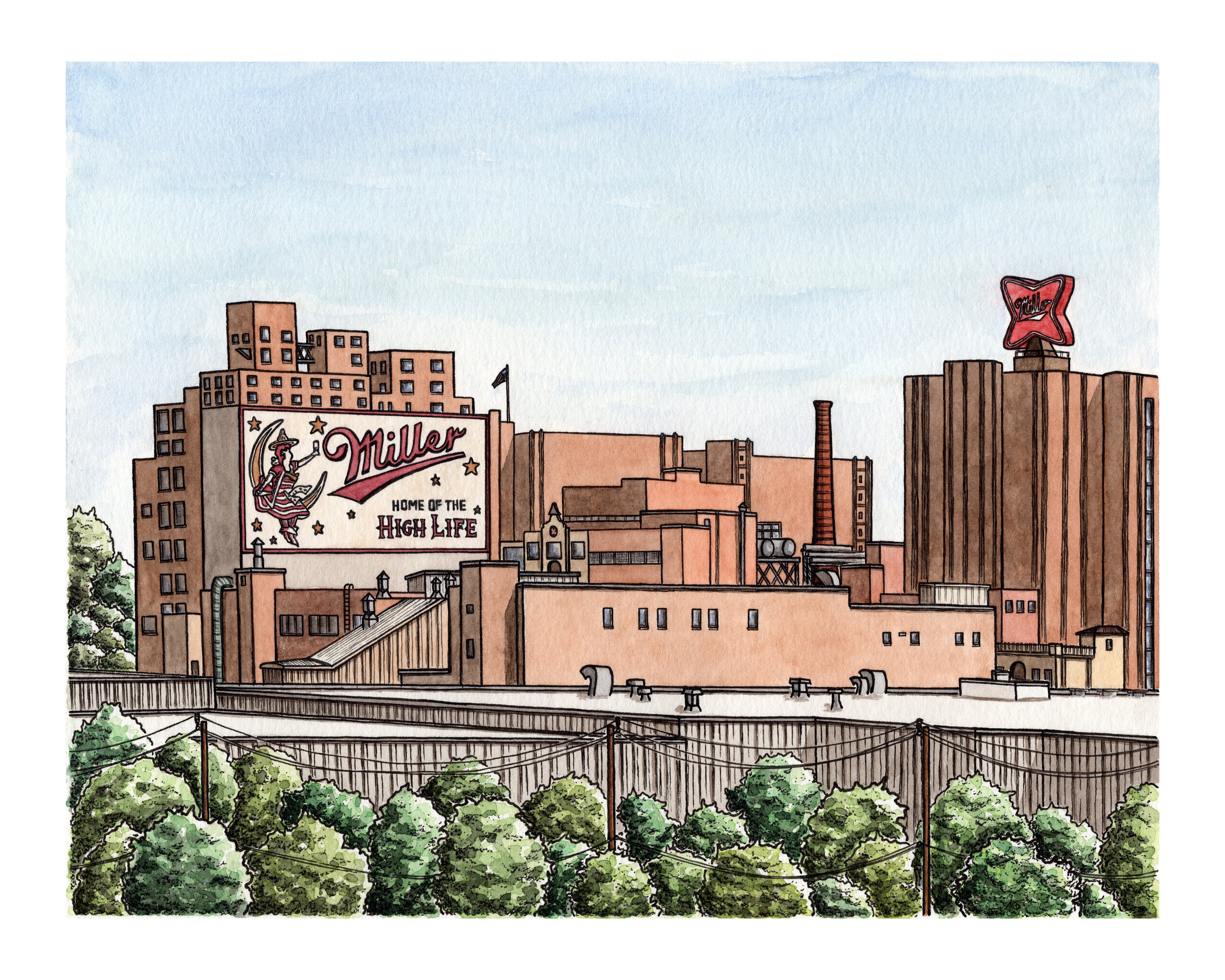 Miller Valley - Watercolor Art Print // Milwaukee Gift, Wall Art ...