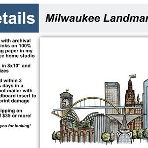 Milwaukee Landmarks - Watercolor Art Print // Milwaukee Gift, Wall Art ...