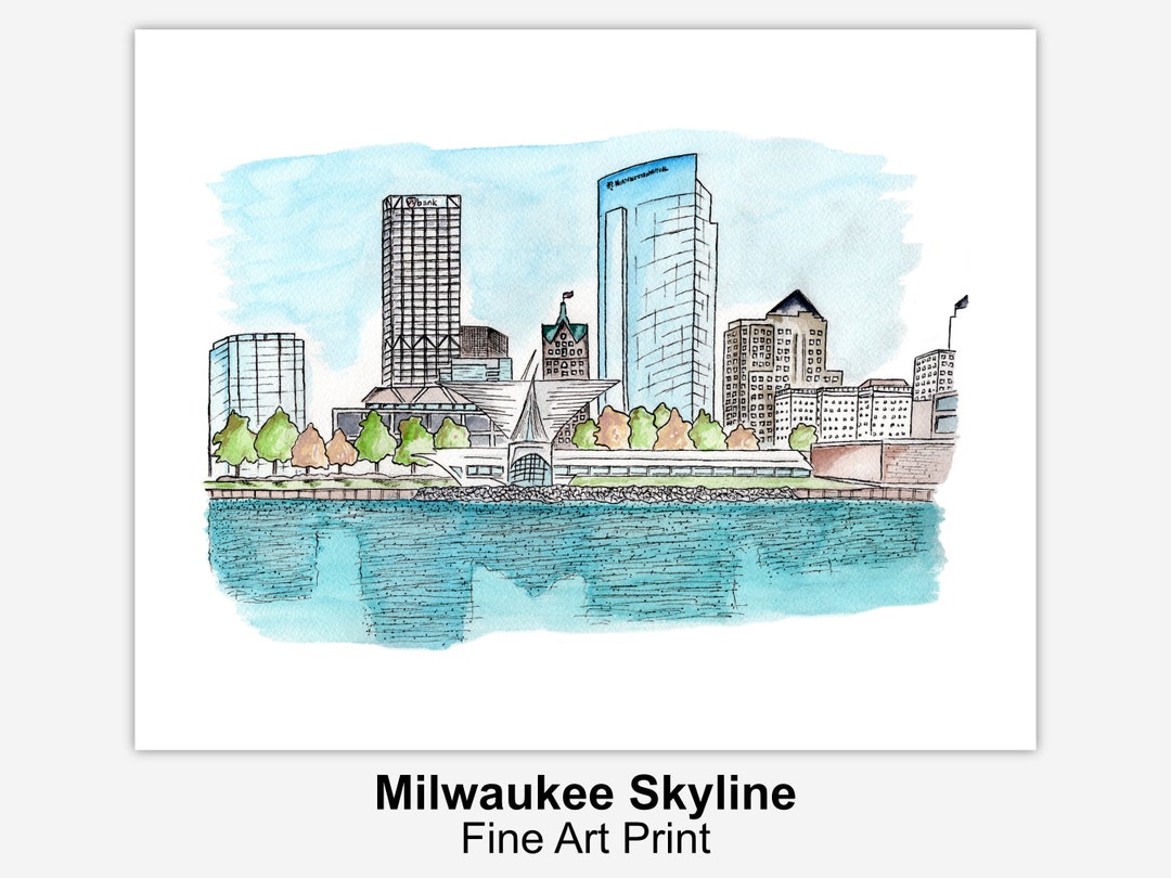 Milwaukee Skyline - Watercolor Art Print // Milwaukee Gift, Wall Art ...