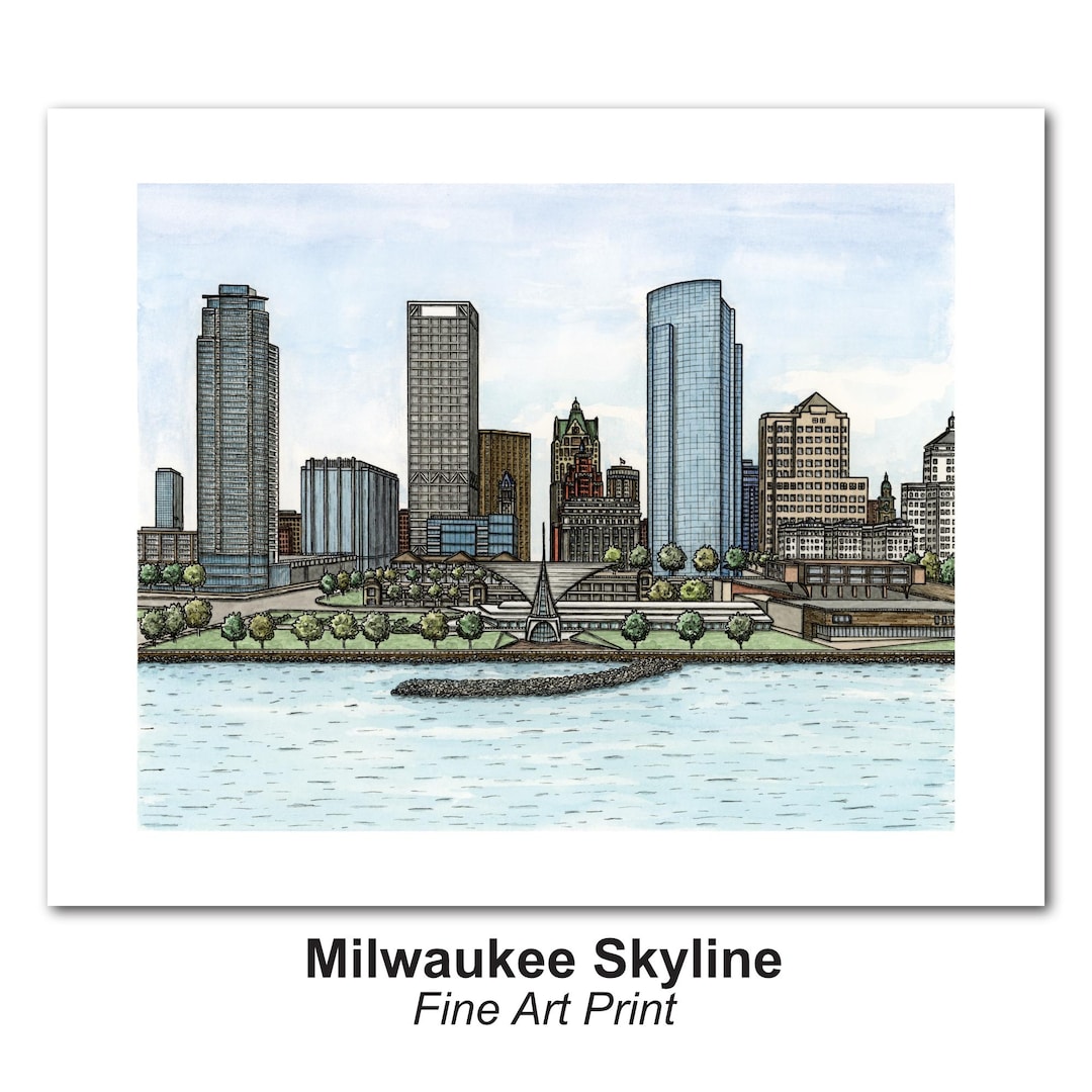 Milwaukee Skyline - Watercolor Art Print // Milwaukee Gift, Wall Art ...