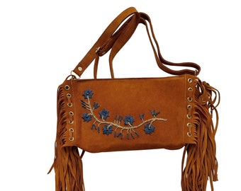Dark Brown Leather Fringe Bag Native American Style Purse - Etsy