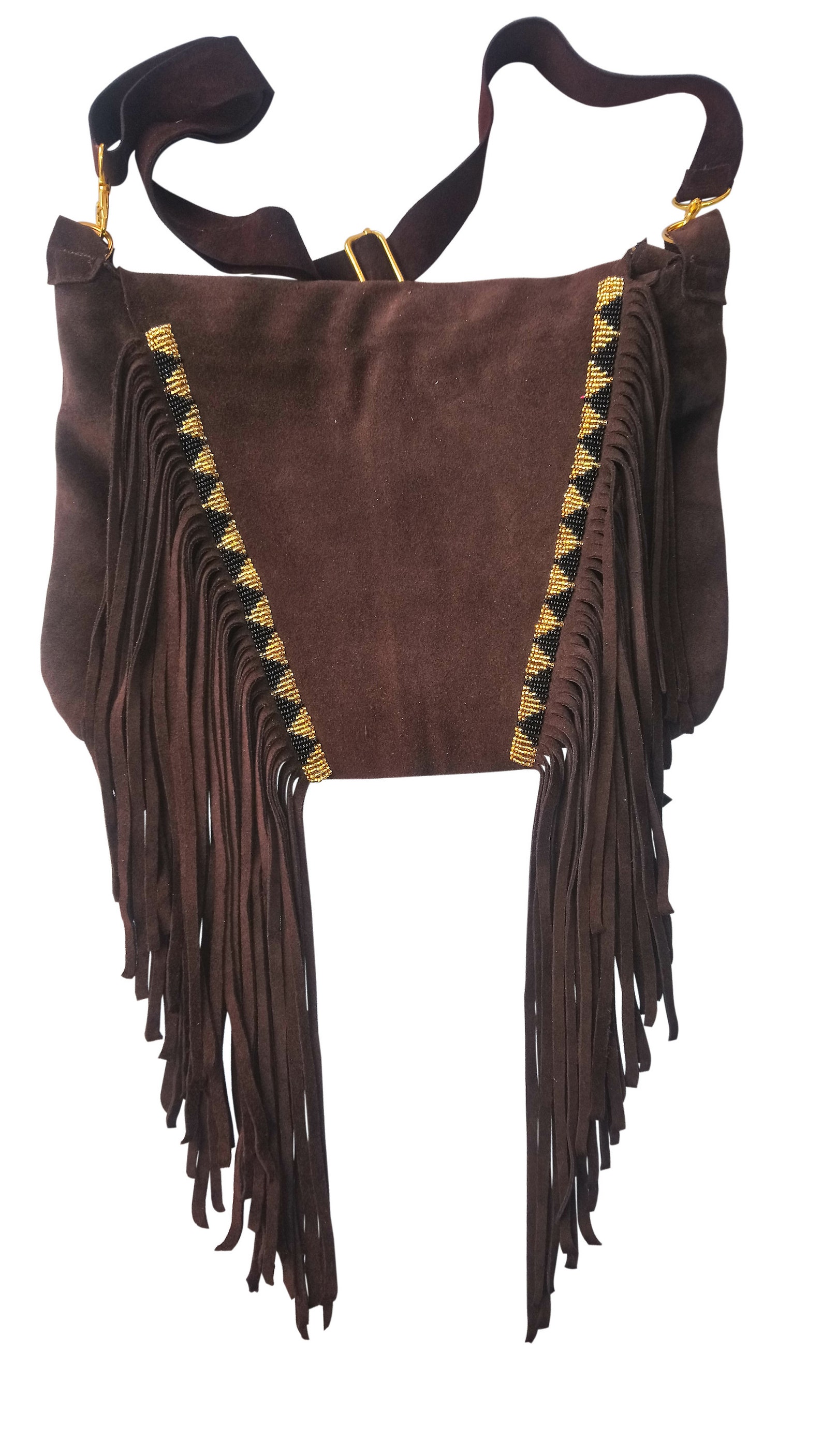 Dark Brown Leather Fringe Bag, Native American Style Purse, Leather ...
