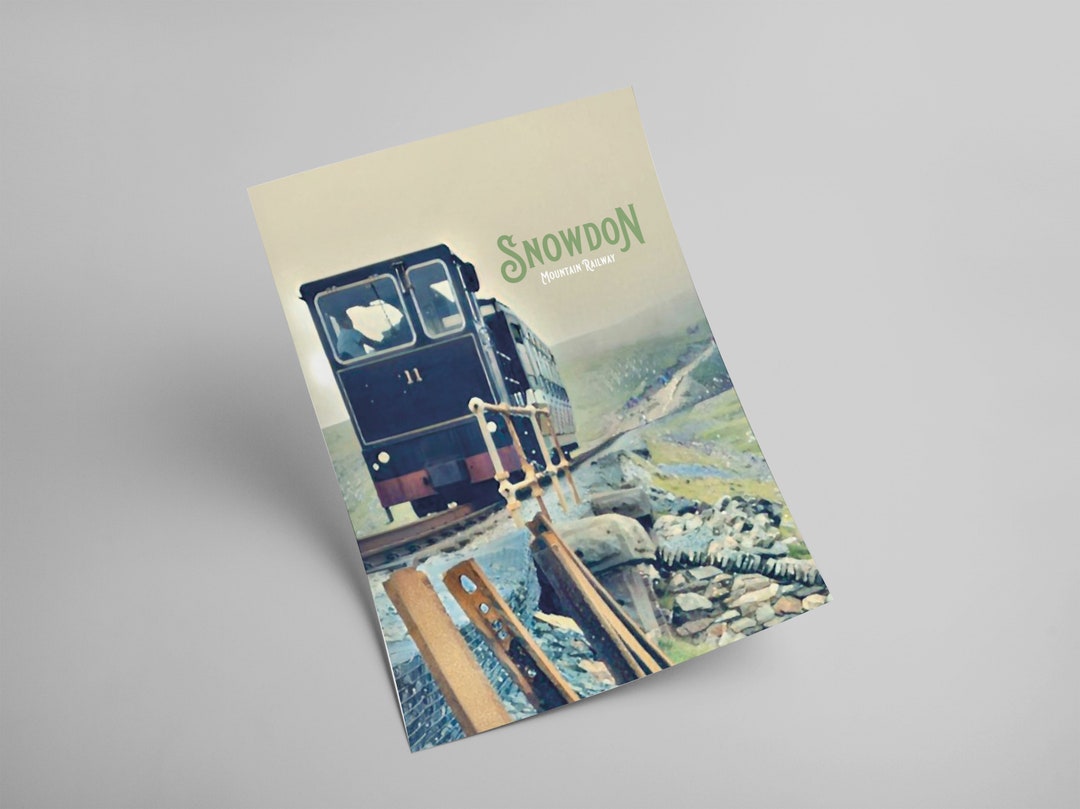 Snowdon Mountain Railway Watercolour Style Travel Poster Featuring the ...