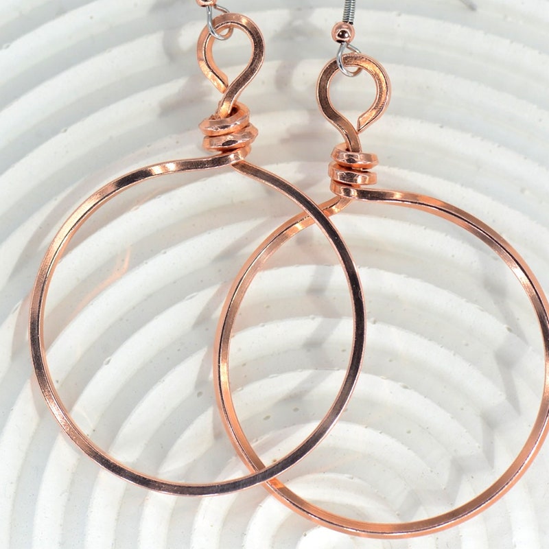 Copper Hoop Earrings - Etsy