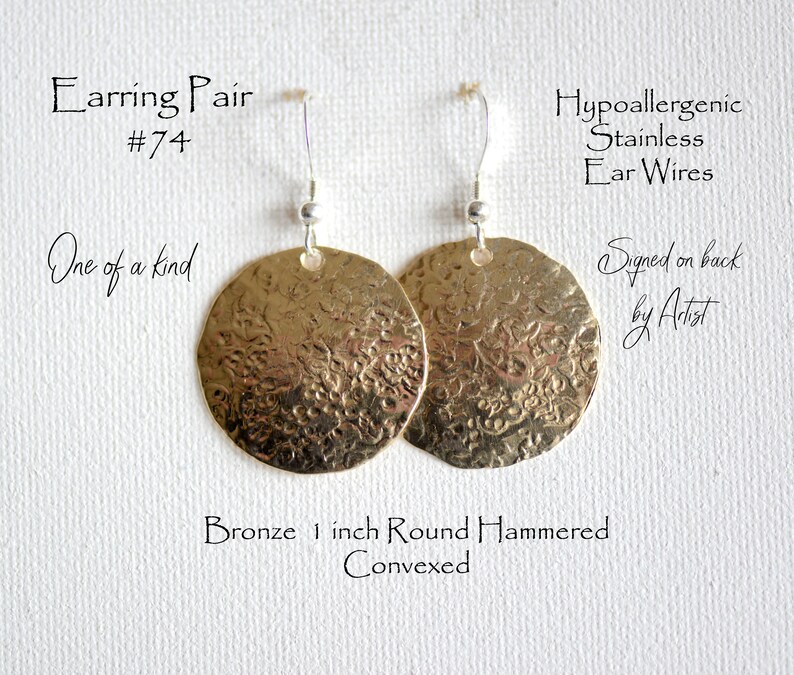 Bronze 1 Inch Convexed Round Hammered Disc Hypoallergenic - Etsy
