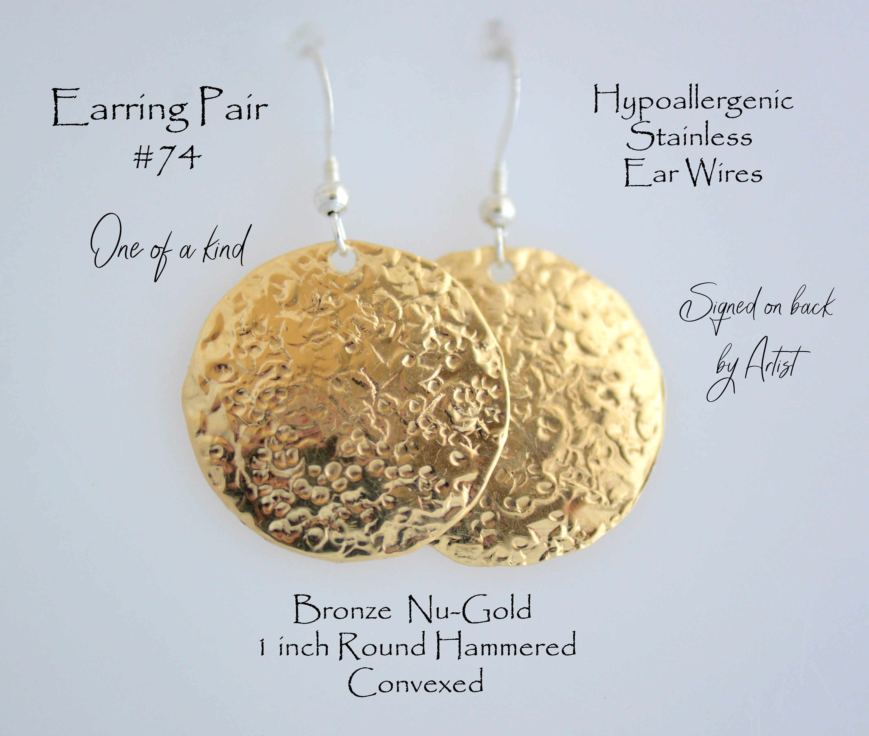 Bronze 1 Inch Convexed Round Hammered Disc Hypoallergenic - Etsy