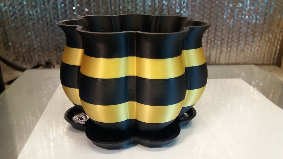 3"x4" Bumblebee Planter With Drip Tray! Unique Design and Colors! 3D ...