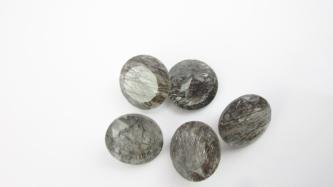 Black Rutile Gemstone Rutilated Gem 100% Original Round Cut Stone 12 Mm ...