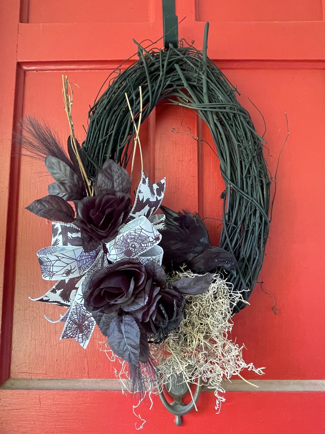 Halloween Wreath Raven, Halloween Wreath for Front Door, Crow Halloween ...