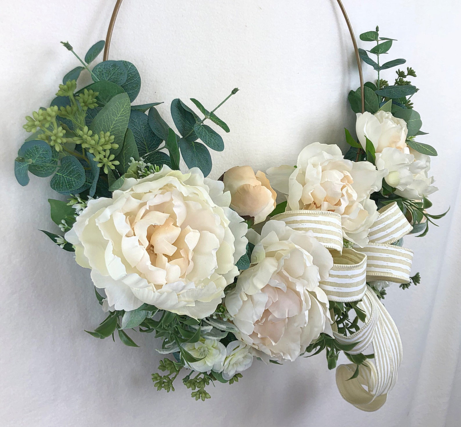 Low Profile Hoop Wreath for Front Door Rustic Wall Hanging - Etsy