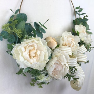 Low Profile Hoop Wreath for Front Door Wedding Hoop Wreath - Etsy
