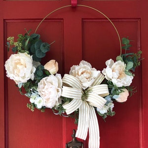 Low Profile Hoop Wreath for Front Door Wedding Hoop Wreath - Etsy