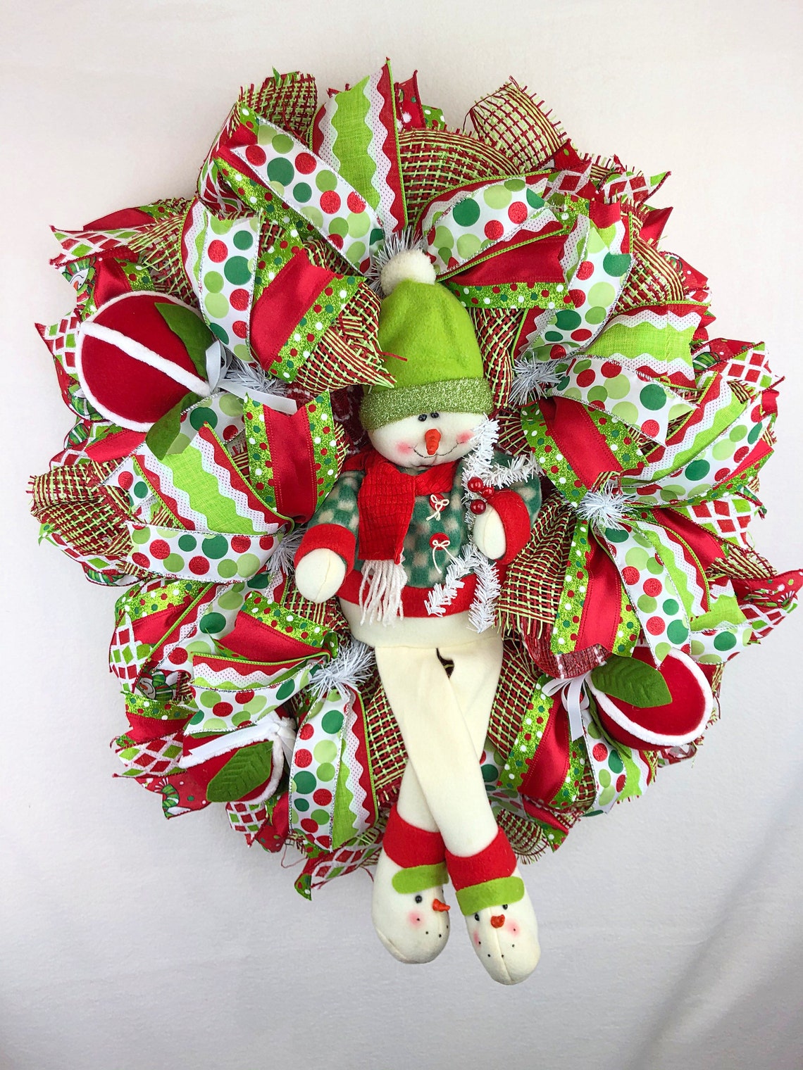 Snowman Christmas Wreath Merry Christmas Wreath for Front - Etsy