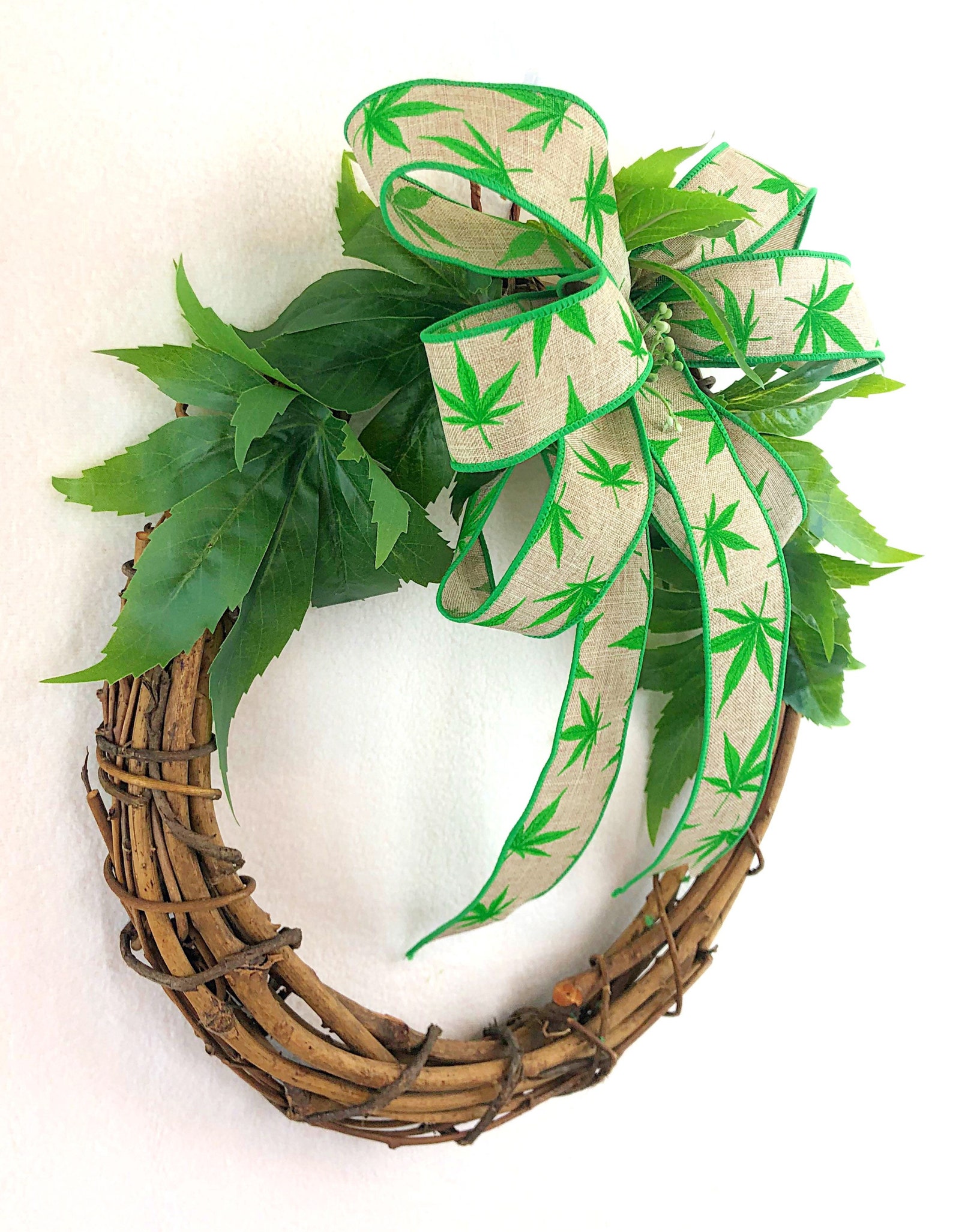 Small Artificial Weed Marijuana 420 Wreath Front Door or - Etsy