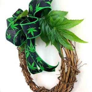 Small Artificial Weed Marijuana 420 Wreath, Front Door or Inside Decor, 420 Cannabis Party ...