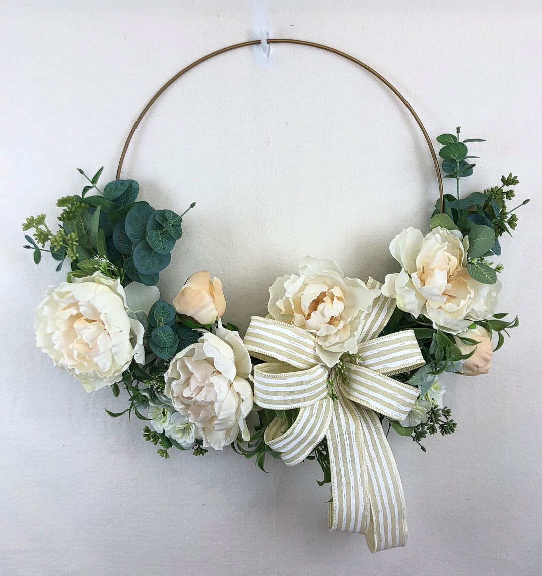 Low Profile Hoop Wreath for Front Door Wedding Hoop Wreath - Etsy