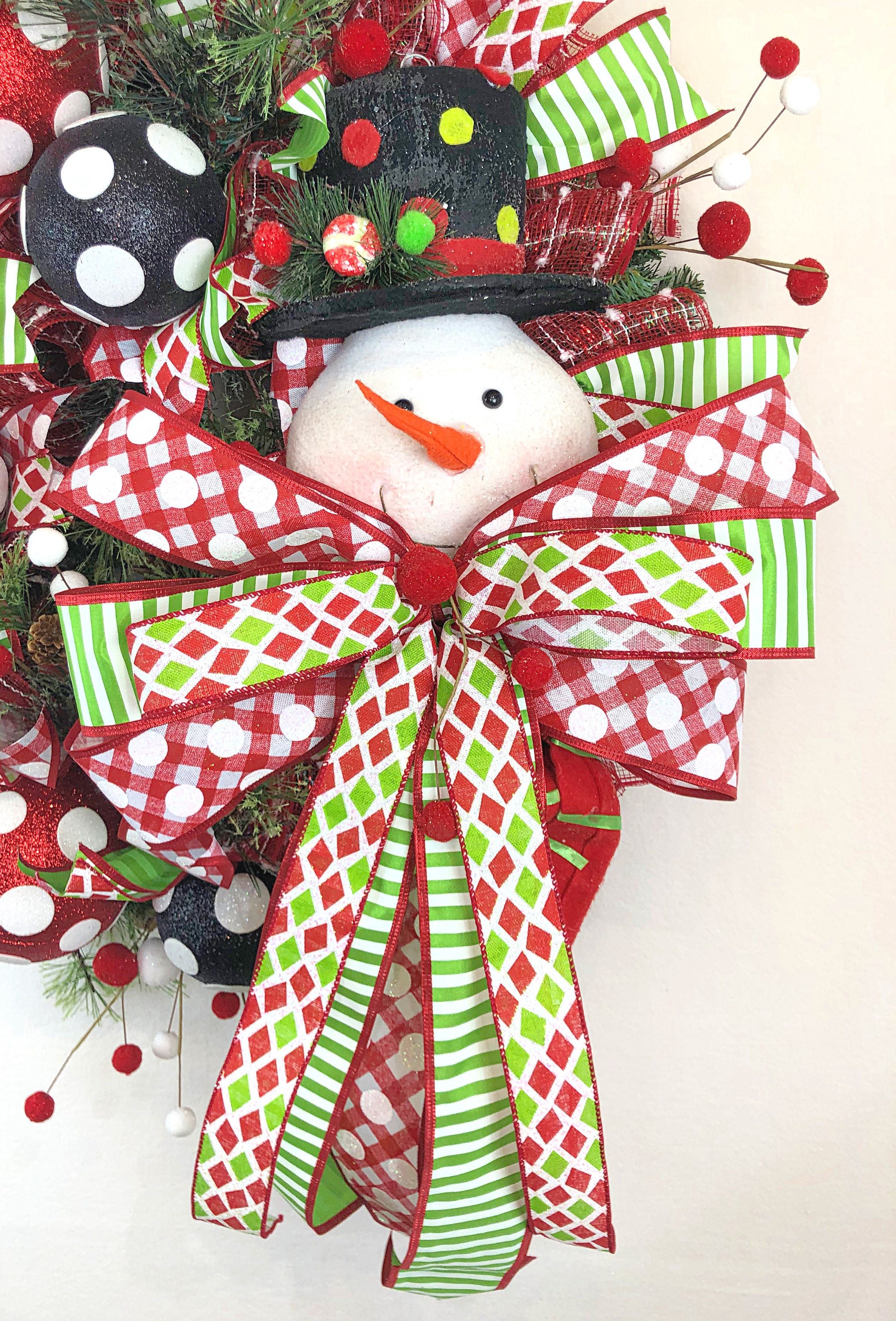 Snowman Christmas Wreath Merry Christmas Wreath for Front - Etsy