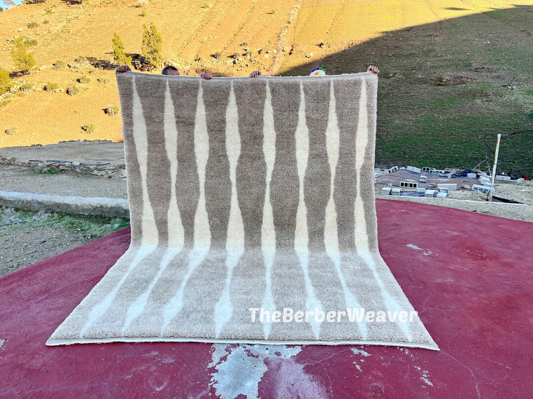 Natural Beige Rug, With Off-white Vertical Wavy Stripes, Area Rug ...
