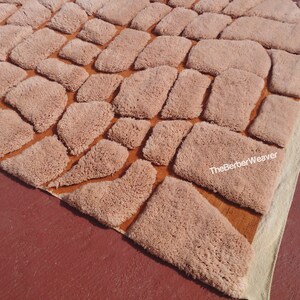 Pink Rug With Terracotta Hollow Design Moroccan Handmade Wool Rug ...